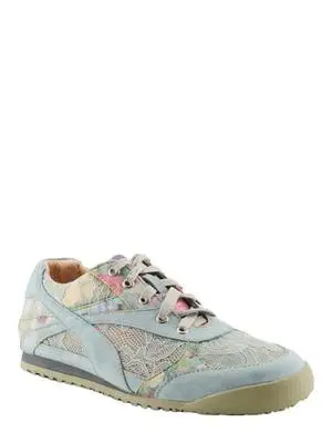 SPRING STEP SHOES Floral-embroidered Sneakers - Light Blue