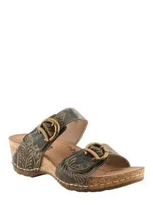 SPRING STEP SHOES Brass Ring Sandals Black Multi