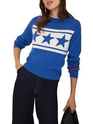 Mint Velvet Striped Star Knit Sweater - Blue
