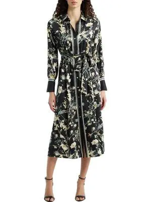 Anne Klein Floral Shirtdress - Anne Black Multi