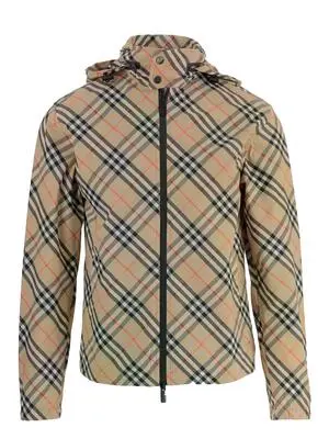 Burberry Checked Hooded Jacket - Neutrals