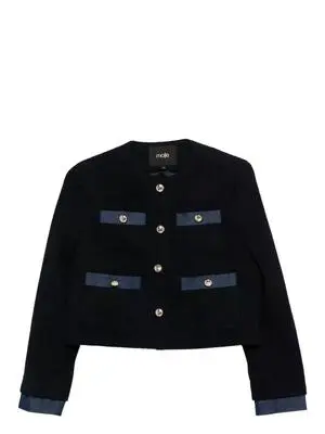 Maje Button-embellished Tweed Jacket - Blue
