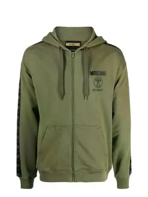 Moschino Logo-print Zip-up Organic Cotton Hoodie - Green
