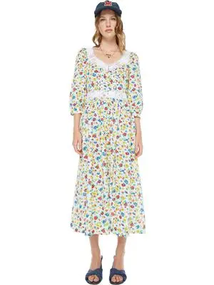 MOTHER The Love Letter Maxi Rose Bowl Skirt - Multi