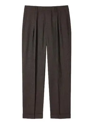 Paul Smith Check Two-ply Merino Pleated Trousers - Grey