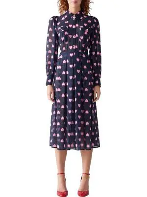 LK BENNETT Cody Long Sleeve Shirtdress - Navy Multi