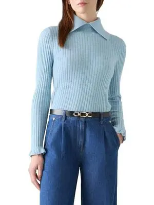LK BENNETT Cora Collared Ribbed Sweater