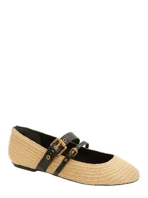 Farm Rio Raffia Ballet Flat - Black And Natural
