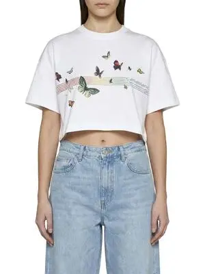 Casablanca Butterfly Graphic Cropped T-shirt - White