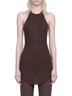 Rick Owens Rick Owens Ribbed Halterneck T-Shirt Brown