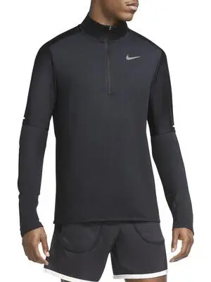 Nike Dri-fit Half Zip Running Top - Black/reflective Silver