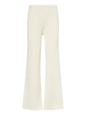 THE COUTURE CLUB Logo-embroidered Stretch-rib Knitted Jogging Bottoms - Offwhite