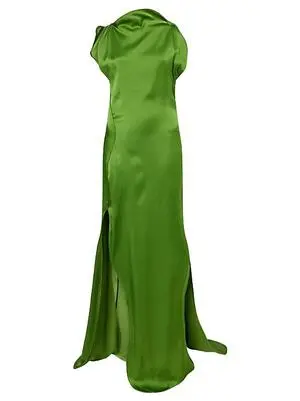 Victoria Beckham Satin Maxi Dress - Algae