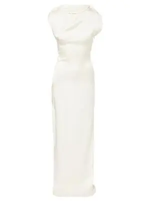 Victoria Beckham Satin Maxi Dress - Ivory