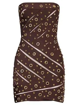 JADED LONDON Studded Bandage Mini Dress - Brown