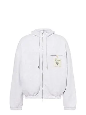 Jacquemus Brand-patch Cotton-jersey Hoodie - Grey