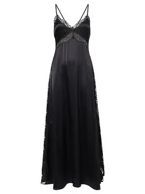REFORMATION Ericka Lace-trim Silk Maxi Dress - Black