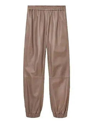 ALLSAINTS Leather Jogging Bottoms - Mocha Brown