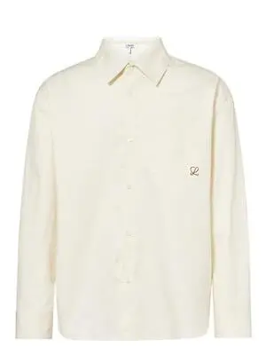 Loewe Anagram Curved-hem Cotton-poplin Shirt - Ecru