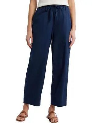 Caslon Stretch Cotton Drawstring Ankle Pants - Navy Still