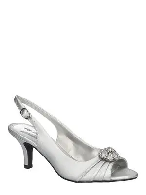 EASY WORKS BY EASY STREET Poise Slingback Sandal - Silver Satin
