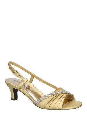 EASY WORKS BY EASY STREET Delite Slingback Sandal Gold Satin-stones