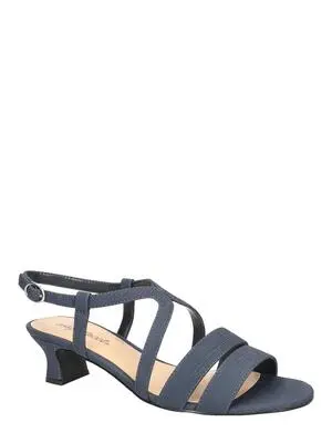 EASY WORKS BY EASY STREET Ankle Strap Sandal Navy Linen