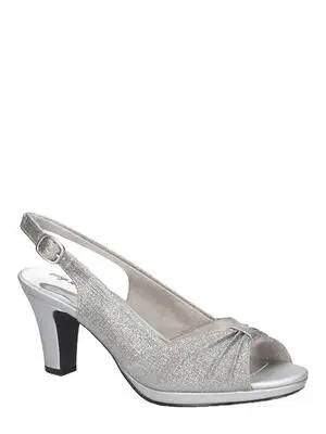 EASY WORKS BY EASY STREET Saturn Slingback Sandal - Silver Sparkle
