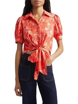 Cinq À Sept Floral Puff Sleeve Button-up Shirt - Bisou Multi