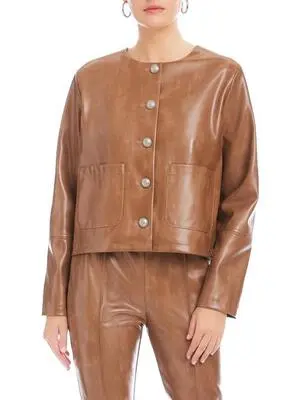 Fifteen Twenty Kaylyn Faux Leather Jacket - Latte