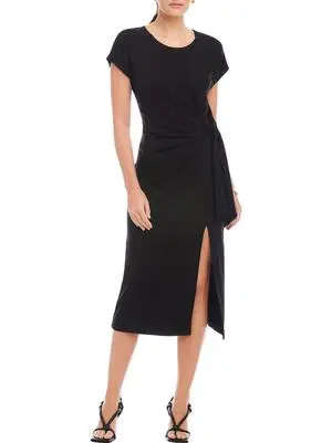 Fifteen Twenty Marisa Side Knot Midi Dress - Black