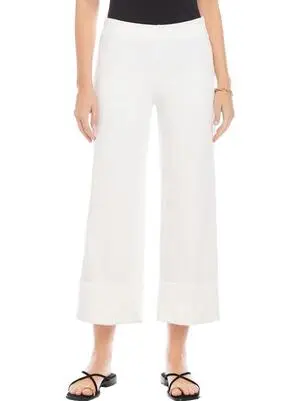 Fifteen Twenty Cuffed Wide Leg Crop Pants - Off White