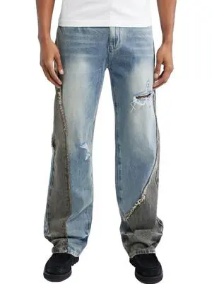 RtA Tucker Slim-fit Jeans - Ash Blue Split