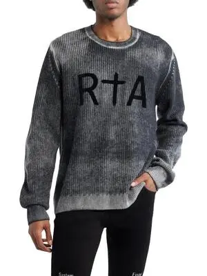 RtA Ethan Washed Relaxed Fit Sweater - Black Gliitch