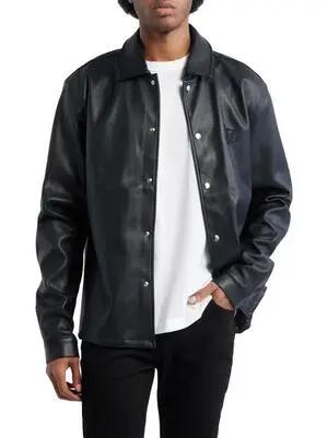 RtA Parlan Faux Leather Shacket - Black Pixelated