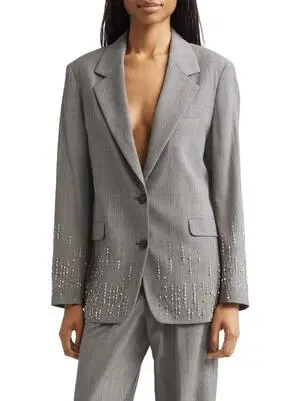 GOLDEN GOOSE Crystal-embellished Prince Of Wales Blazer - Grey Shades