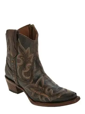 CIRCLE G Embroidered Western Ankle Boots - Black/brown