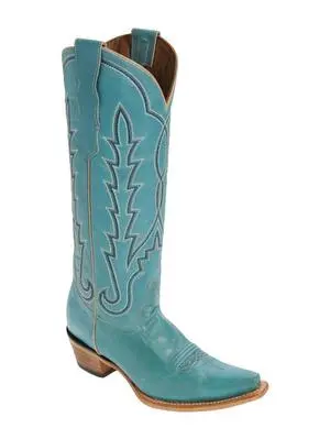 CIRCLE G Embroidered Leather Western Boot - Blue
