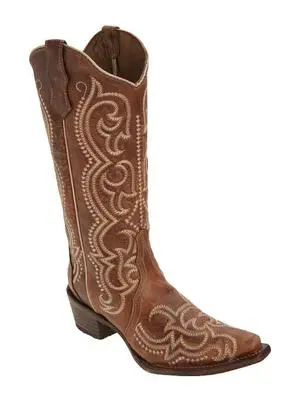 CIRCLE G Embroidered Western Boots - Brown