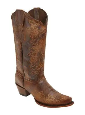 CIRCLE G Floral Embroidered Western Boots - Brown