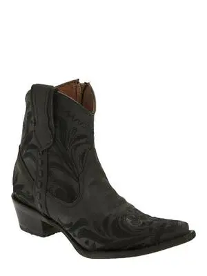 CIRCLE G Embroidered Western Ankle Boots - Black