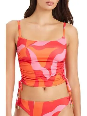 Sanctuary Abstract Print Tankini Top - Red Energy