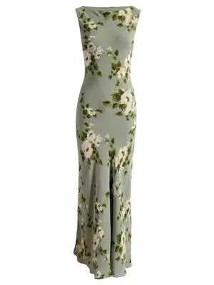 REFORMATION Prescott Floral Mermaid Dress - Greenery