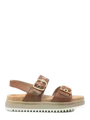 Gabor Buckle Strap Flatform Sandals - Brown