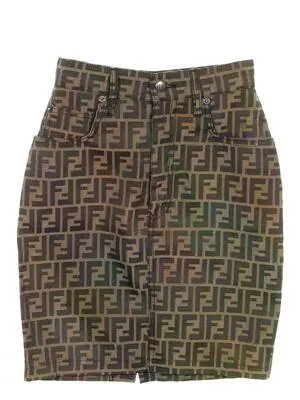Fendi 2010s Logo-print Mini Skirt - Brown