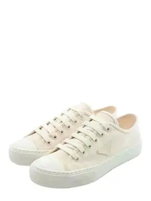 Prada Triangle-logo Canvas Sneakers - Neutrals