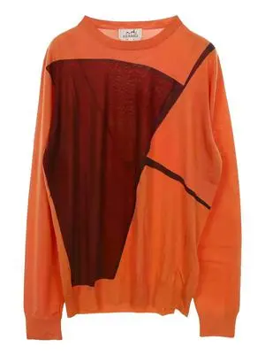Hermès 2020s Paneled Crew-neck Sweater - Orange