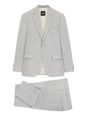BOSS Two-piece Slim-fit Suit In Cotton And Virgin Wool - Light Grey