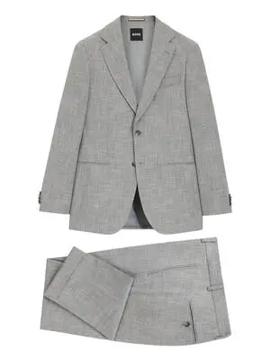 BOSS Two-piece Slim-fit Suit In Cotton And Virgin Wool - Silver