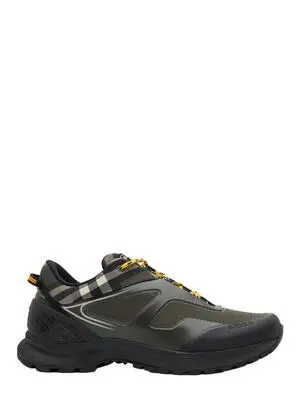 Burberry Check And Mesh Discover Sneakers - Thicket Green